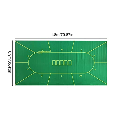 Craps and Roulette Table Felt Poker Tablecloth 1.8m Deluxe Suede Rubber Texas Pokers Tablecloth with Flower Pattern Casino Poker Set Board Game Mat Poker Accessory (Color : Green)