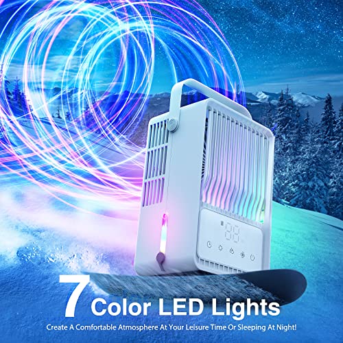 Portable Air Conditioner, 4 in 1 Evaporative Air Cooler with 600ml Water Tank, 1-8 H Timing Touch Screen Portable Air Cooler, Personal Desktop Cooling Fan for Car Home Camping Room