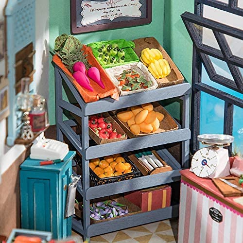 ROBOTIME DIY Miniature Dollhouse Kit with Furniture Miniature Room Kit for Adults 1:24 Scale Dollhouse - Carl's Fruit Shop
