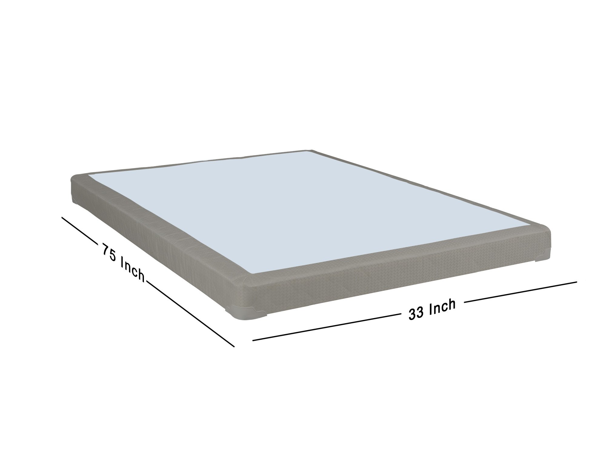 Greaton, 4-Inch Sturdy Wood Box Spring for Mattress Support - Durable and Fully Assembled, Natural Wood Foundation for 74" x 33", White.