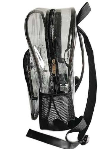 FENZA Clear School Bagpack Stadium Approved Waterproof for Concert Work Sport Event Heavy Duty PVC Transparent, Reinforced Straps & Front Accessory Pocket - Perfect for Security, & Sporting Events