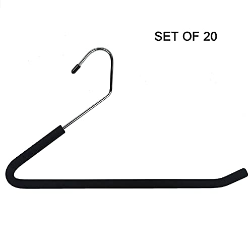 Huji Heavy Duty Open Ended Easy Slide Chrome Trouser Hangers Organizers (20 Open Ended Easy Slide Hangers)