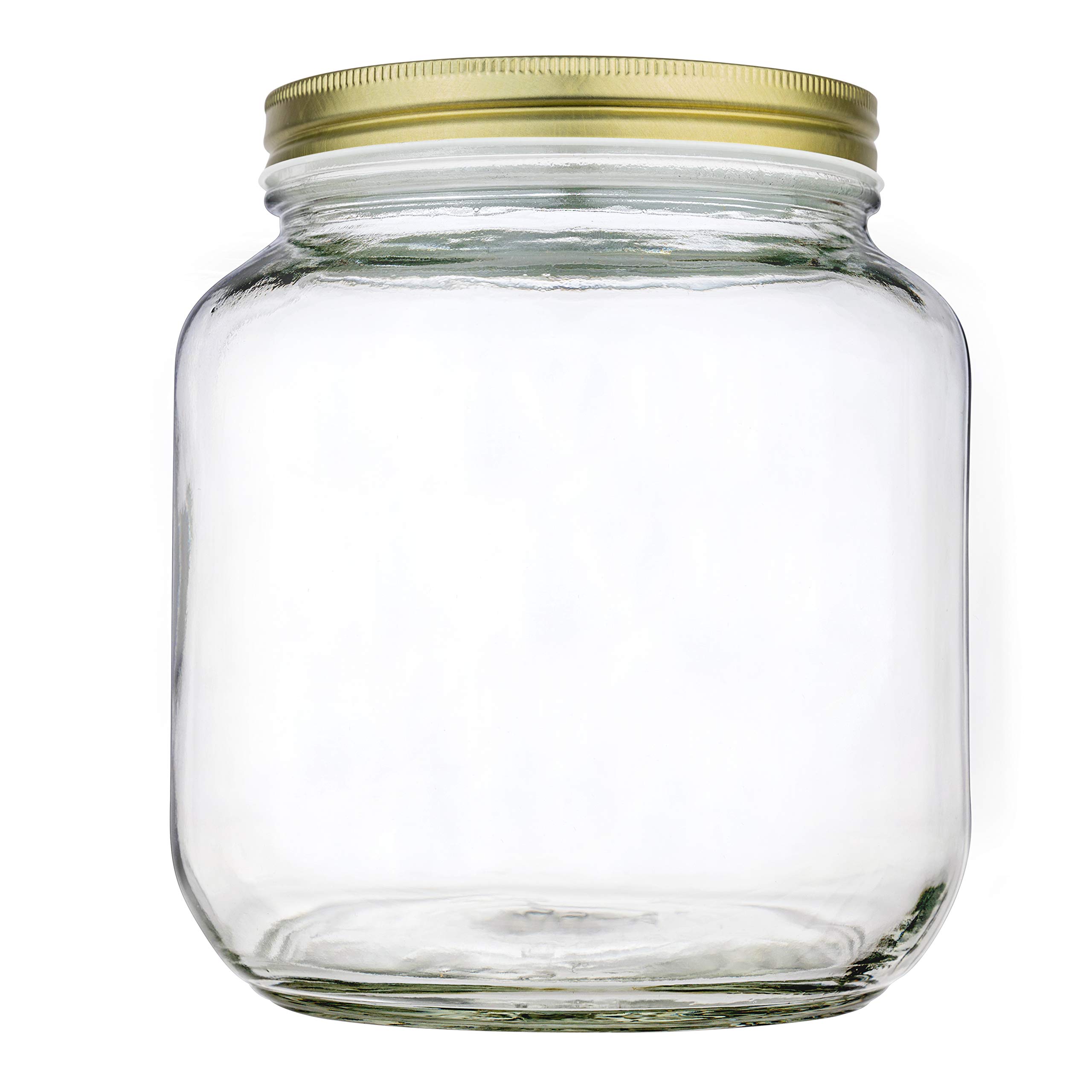 kitchentoolz 6 Pack of Glass Mason Jar Half Gallon Wide Mouth with Airtight Metal Lid - Safe for Fermenting Kombucha Kefir, Herb Drying & Extraction Curing Pickling, Storing and Canning