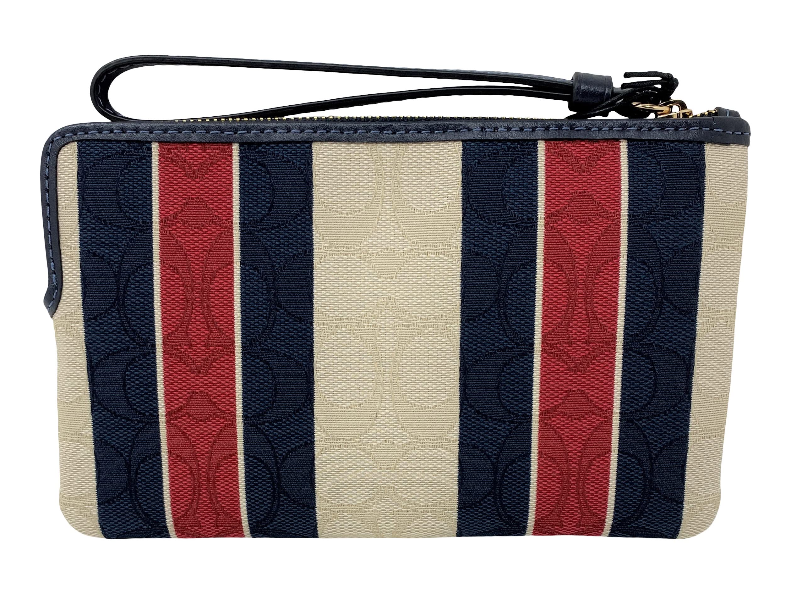 Coach Large Corner Zip Wristlet In Signature Jacquard With Stripes Style No. C8753