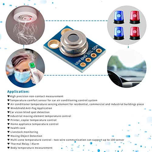 EC Buying GY-906 MLX90614 Non-Contact IR Infrared Temperature Sensor Module IR Temperature Acquisition Module High Precision High Resolution Infrared Temperature Sensor IIC Serial Port for Arduino
