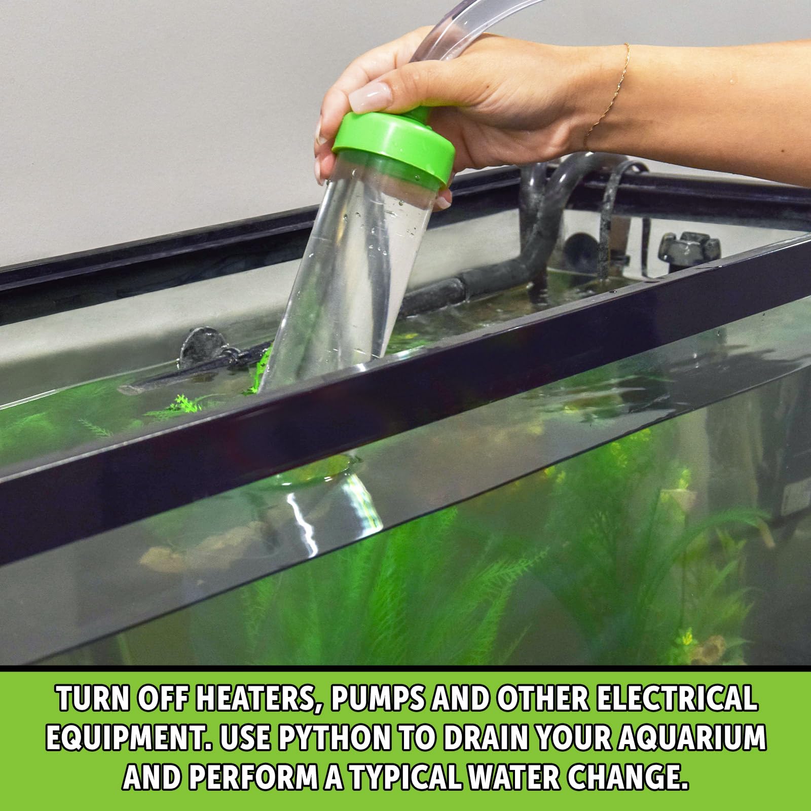 Python No Spill Clean and Fill Aquarium Maintenance System, Complete Ready-to-Use Gravel Cleaner and Water Changer for Fish Tanks, 50 Foot