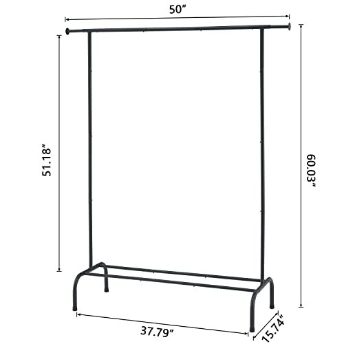 Gewudraw Clothes Rack, Metal Clothing Garment Rack, Extendable Freestanding Closet Wardrobe Rack Simple Clothing Organizer for Hanging Clothes