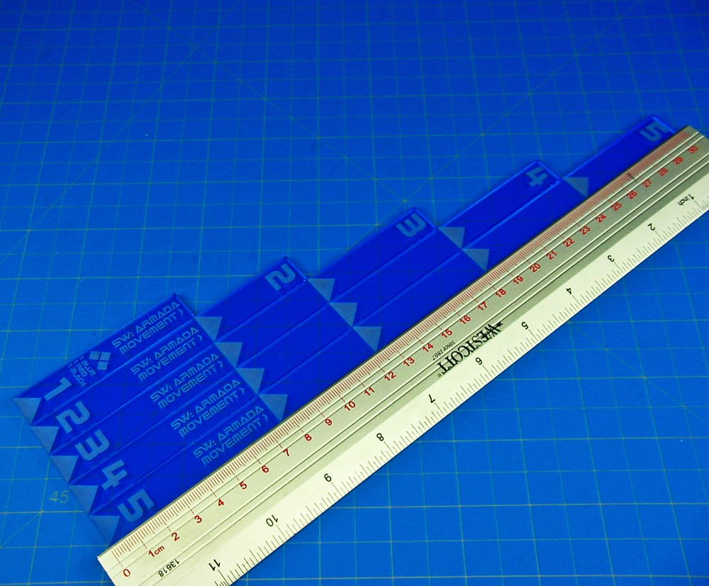 LITKO Armada Multi Range Movement Ruler Set | Compatible with Star Wars: Armada | 5 Pack (Fluorescent Blue)
