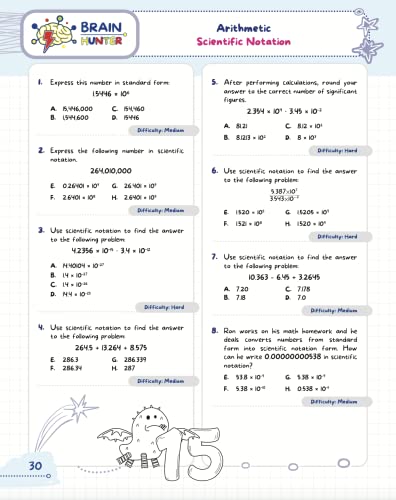 Math Practice Workbook Grades 6-8: 1000+ Questions You Need to Kill in Middle School by Brain Hunter Prep (Arithmetic, Algebra, Geometry, Measurement, ... more in Kill It Series by Brain Hunter Prep)