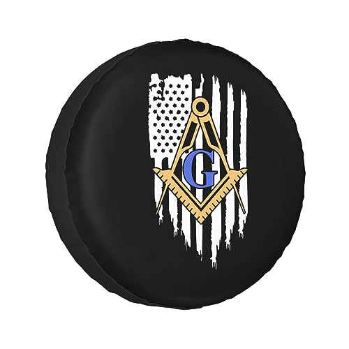 Freemason Masonic Tire Cover Waterproof Sunscreen Wheel Protectors for Trailer Rv SUV and Many Vehicle 15 Inch Tire Cover