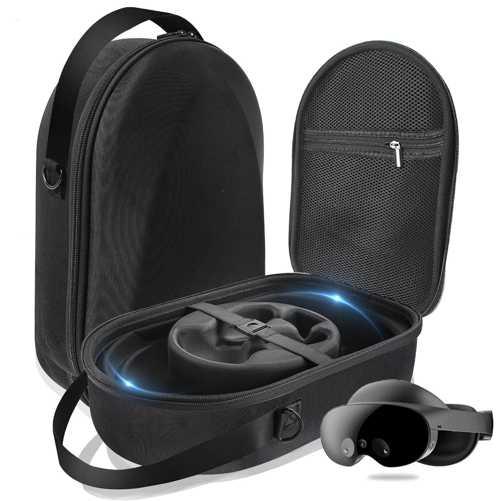 Carrying Case for Oculus/Meta Quest Pro, Hard Travel Case All-in-One VR Gaming Accessories Storage, Compatible for Elite Strap Headset and Controllers and More Accessories