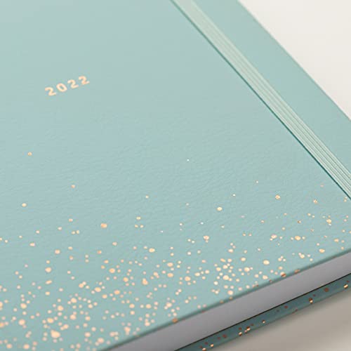 Busy B Dual Schedule Day A Page Diary January to December 2022 - A5 Blue Faux Leather Planner with Space for Two schedules, Lined Pages, Notes and Year Planner