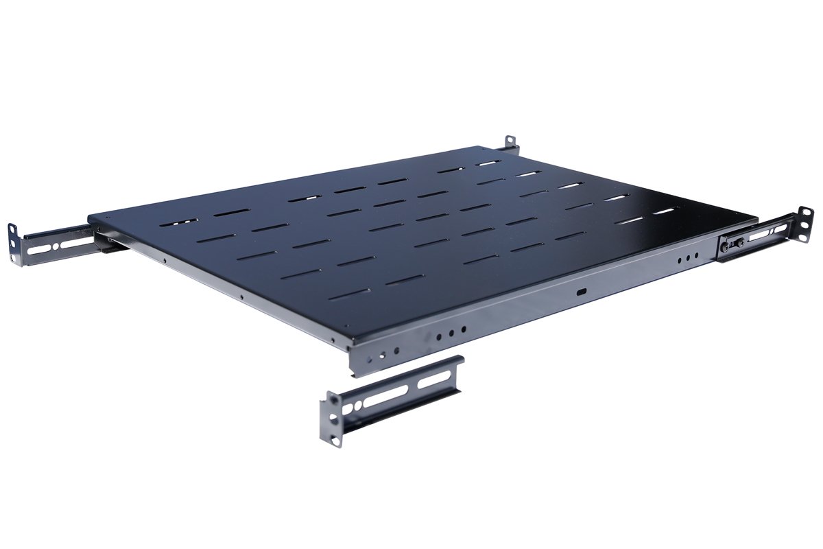 Raising Electronics Fixed Rack Server Shelf 1U 19 Inch Shelves 4 Post Rack Mount Adjustable Deep for Server Network Rack (21.5-28Inch Depth)