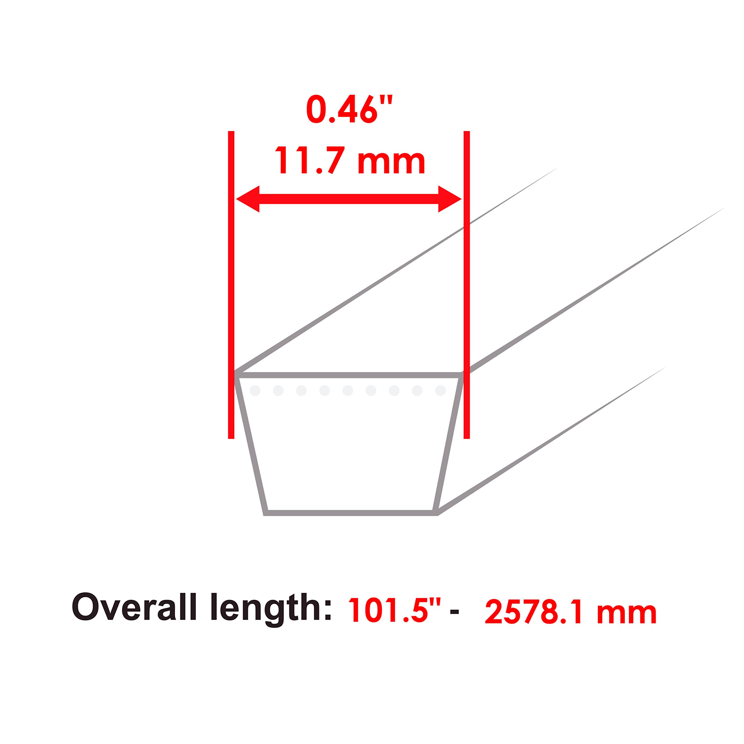 Caltric Deck Belt Compatible with Husqvarna Yth22K42 Yth22V42 532429636 1/2" X 101.5"
