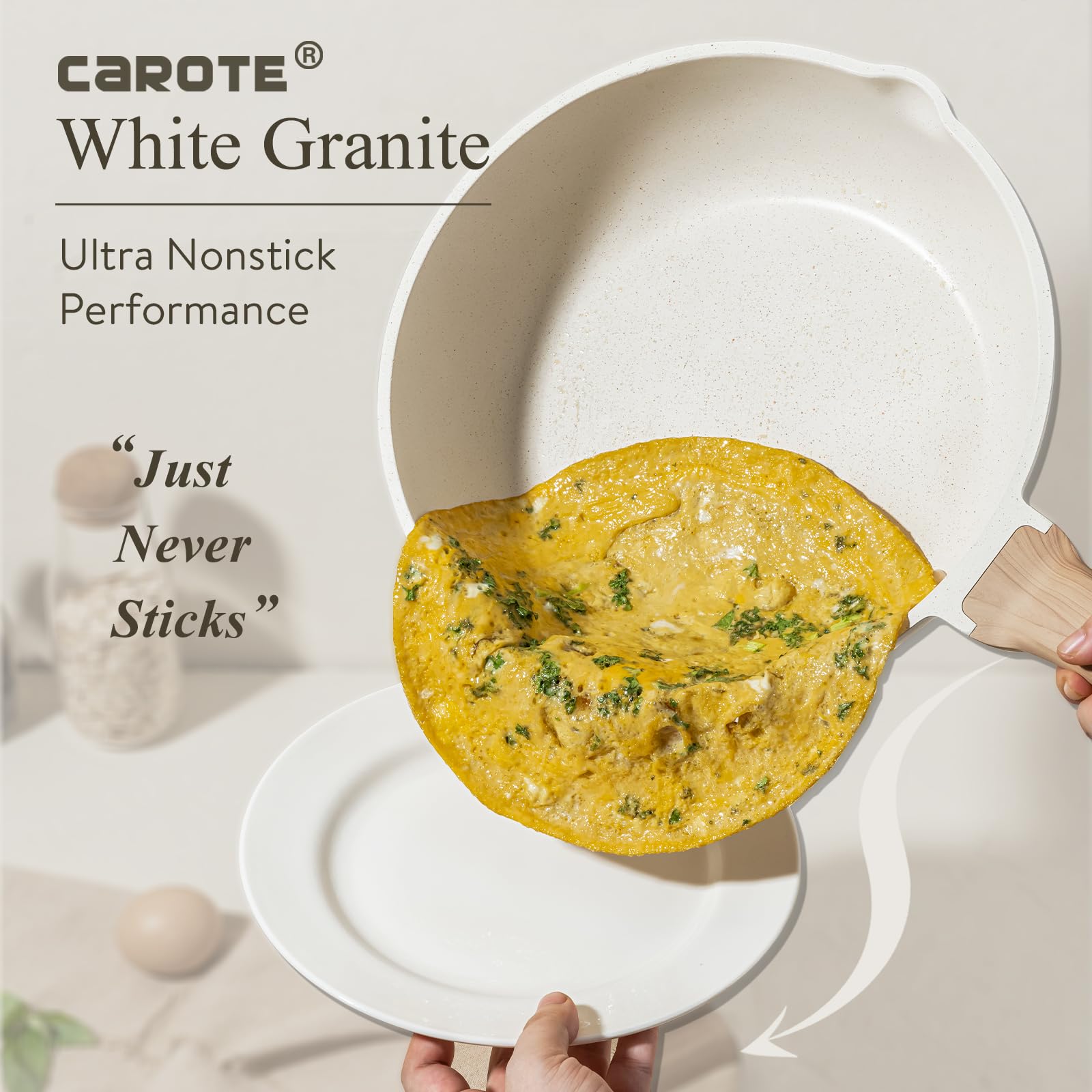 CAROTE 8 Pcs Pots and Pans Set Nonstick, Cookware Sets Kitchen Cooking Sets Pot and Pans, Non Stick Cookware w/Frying Pans & Saucepans(PFOS, PFOA Free)