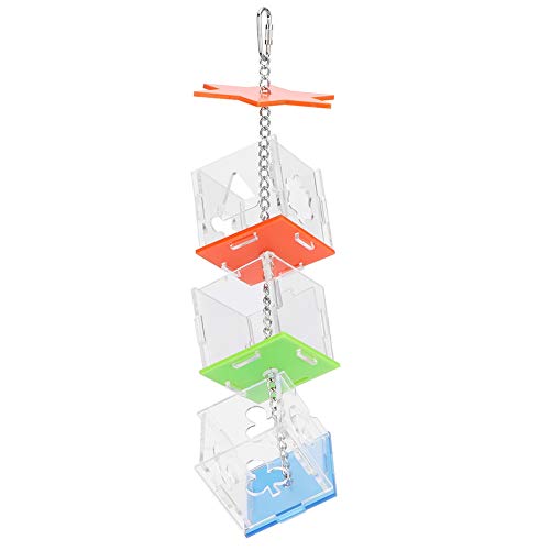 GFRGFH Multilayer Bird Parrot Forage Box Hanging Treat Foraging Toy Transparent Acrylic Food Holder Easy to Use