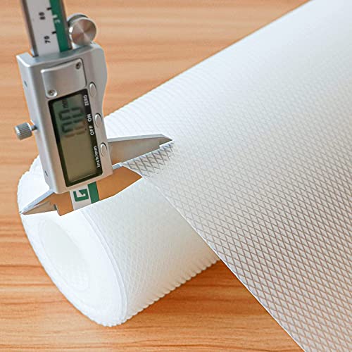 Hersvin Shelf Liners 24 in x 20 ft EVA Drawer Mats, Non-Adhesive Cupboard Pad, Kitchen Cabinet Lining Fridge Cushion (Transparent Diamond, 61x610cm)