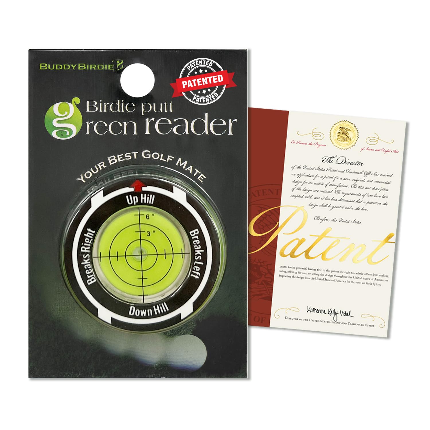 BUDDYBIRDIE Birdie Putt Green Reader | Poker Chip Style Ball Marker Compact & Stylish Golf Putting & Green Reading Aid Bubble Level High Precision Alignment Reader Tool Golf