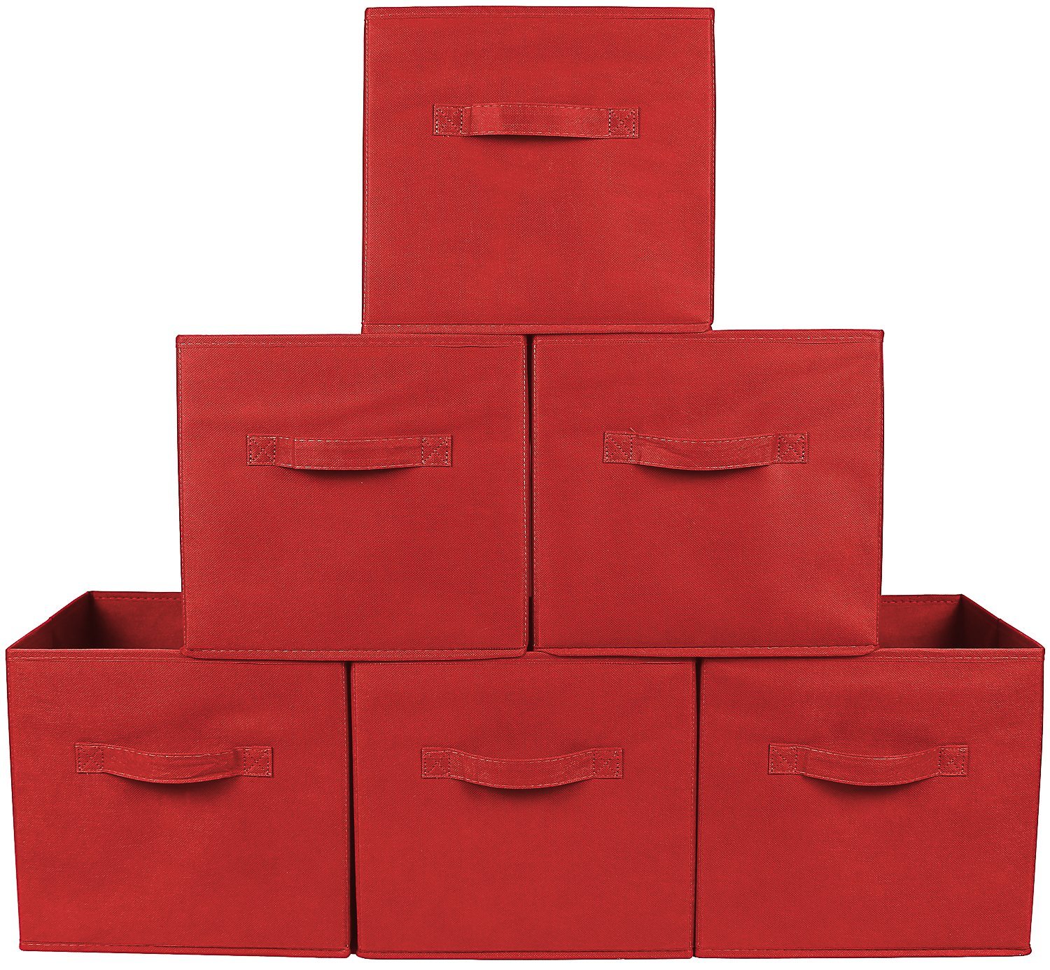 Greenco Foldable Storage Cubes Non-woven Fabric -6 Pack-(Red)