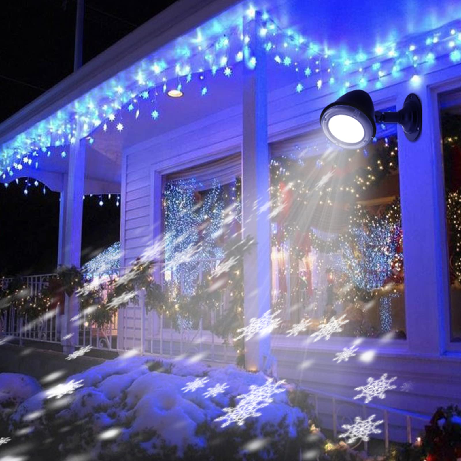 Lovinberry Christmas Snowflake Projector Lights Outdoor, Indoor Night Lights Snowfall, Home Decorative Lights for Garden Yard Wall Patio, LED Lighting for Xmas Holidays Wedding Party