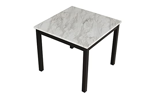 ERDAYE 5 Pcs 5-Piece Counter Height Set with One Faux Marble Table and Four Velvet Upholstered-Seat Chairs for Home Kitchen Dining Room Furniture Breakfast, Lunch and Dinner, Black