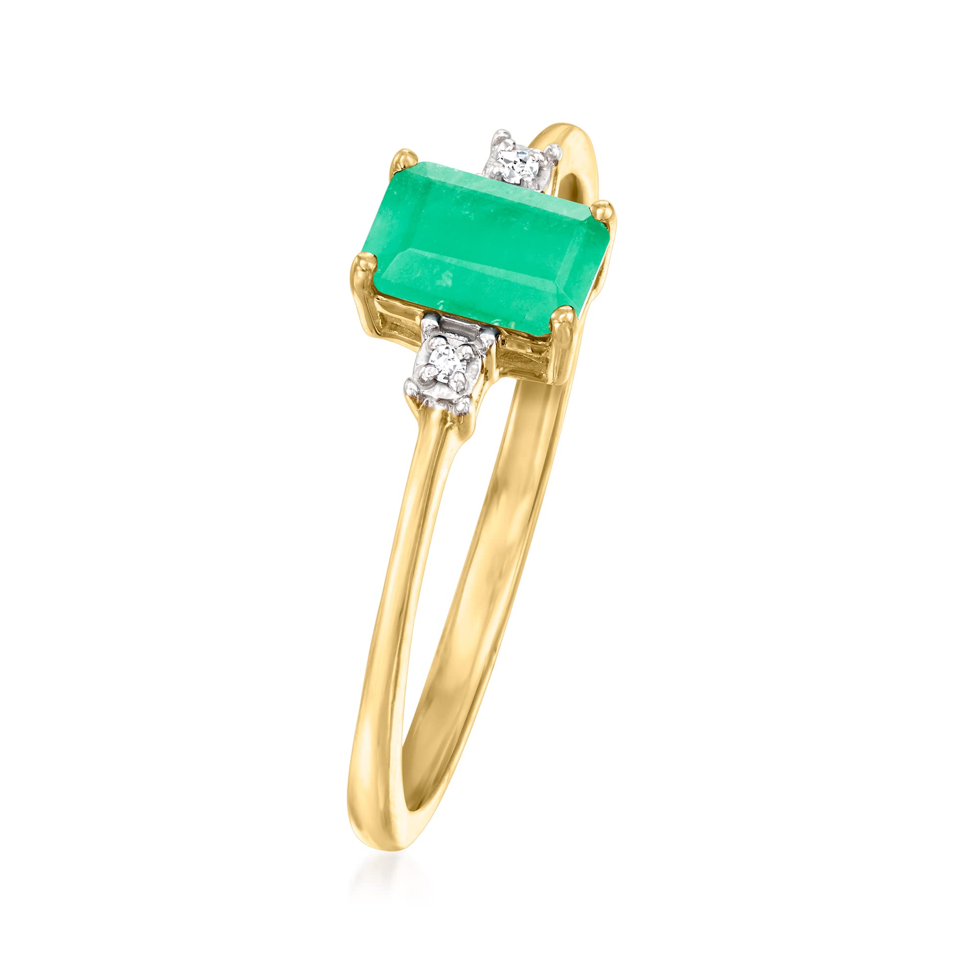 Canaria 0.40 Carat Emerald Ring With Diamond Accents in 10kt Yellow Gold. Size 9