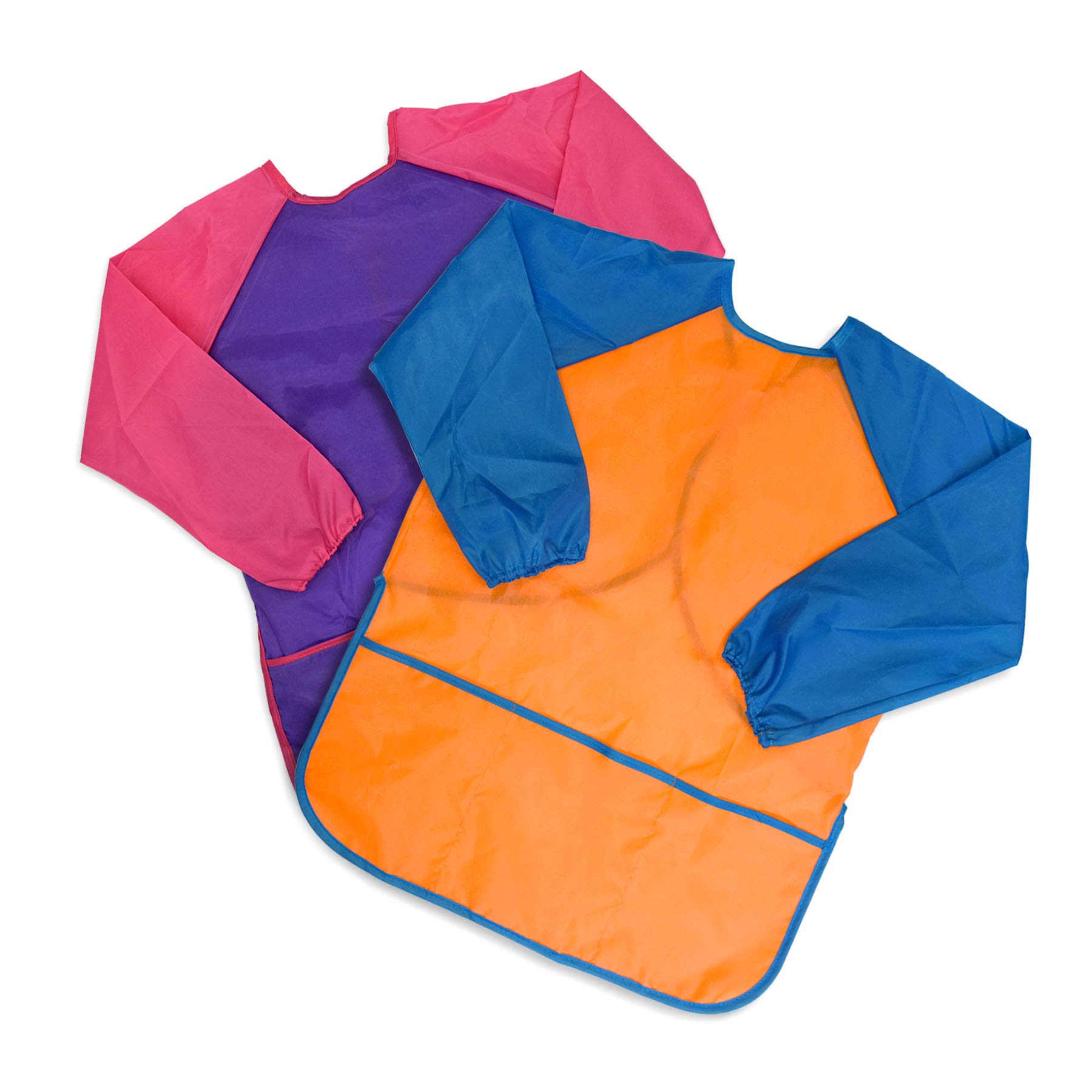 Smocks For Kids - 2 Pack Kids Smock, Toddler Smock, Water Resistant Washable Eco Friendly Long Sleeve Painting Aprons with Pockets for Arts, Crafts, Painting, School, Projects, DIY, Children Ages 2 -7