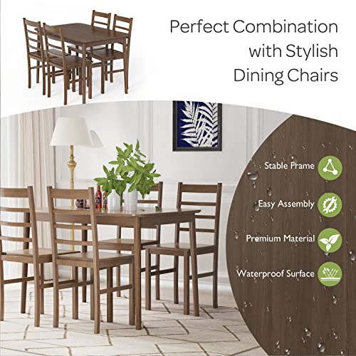 Giantex Rectangular Dining Table, Mid Century Modern Kitchen Table, Vintage Coffee Table W/Tabletop & Solid Wood Legs, Wood Farmhouse Table (Walnut)