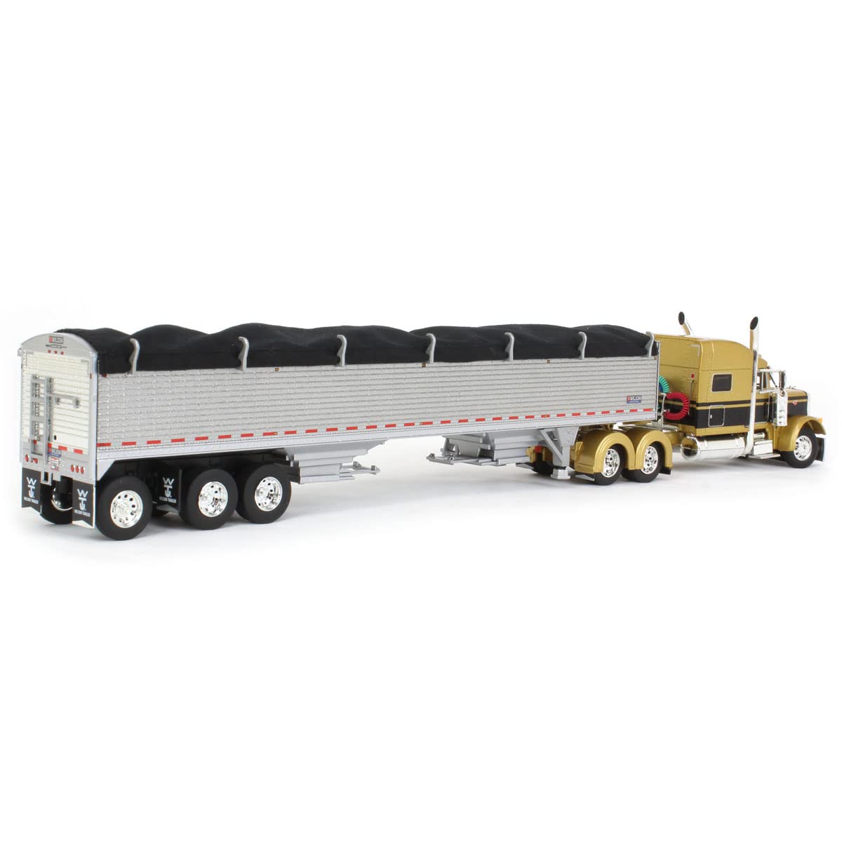 DCP 1/64 Gold & Black Peterbilt 379 w/ 50' Wilson Pacesetter Grain Trailer 60-1273