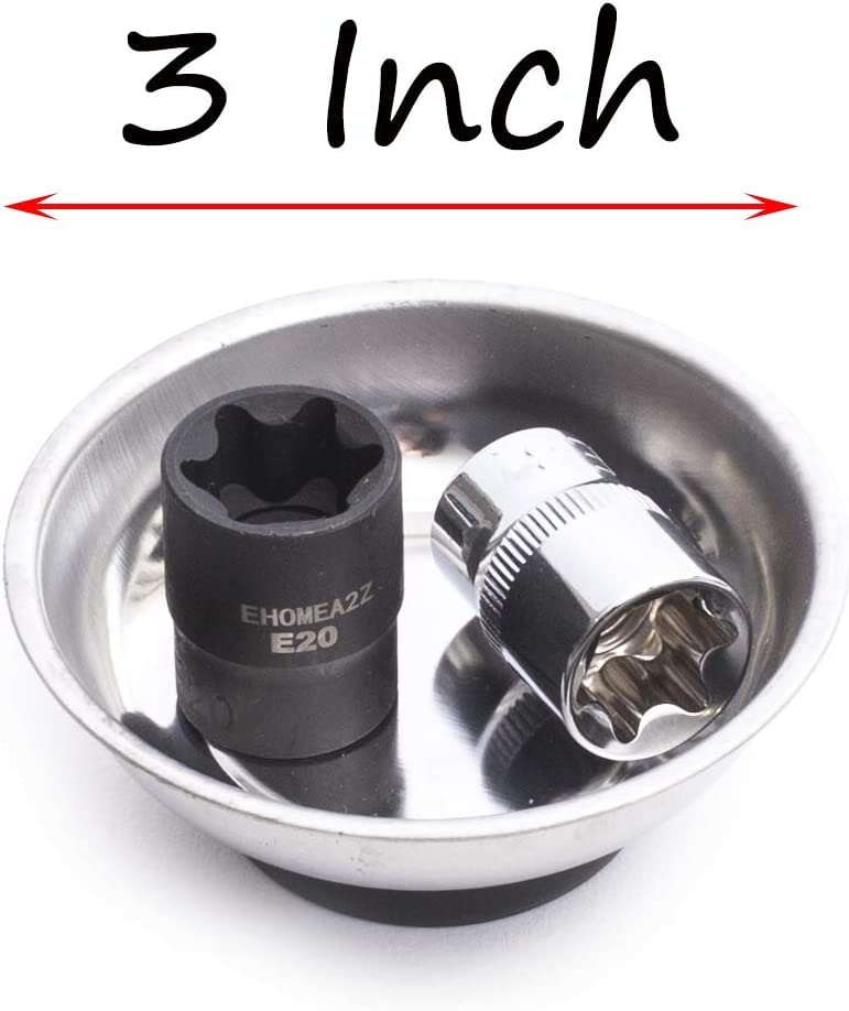 EHOMEA2Z Magnetic Tray Tool Holder 3" Inch, Ideal For Garage, Home, Bolts, Nuts, Small Parts, Pin Cushion Magnetic Cup (3"Inch Magnetic Bowl 1Pc)