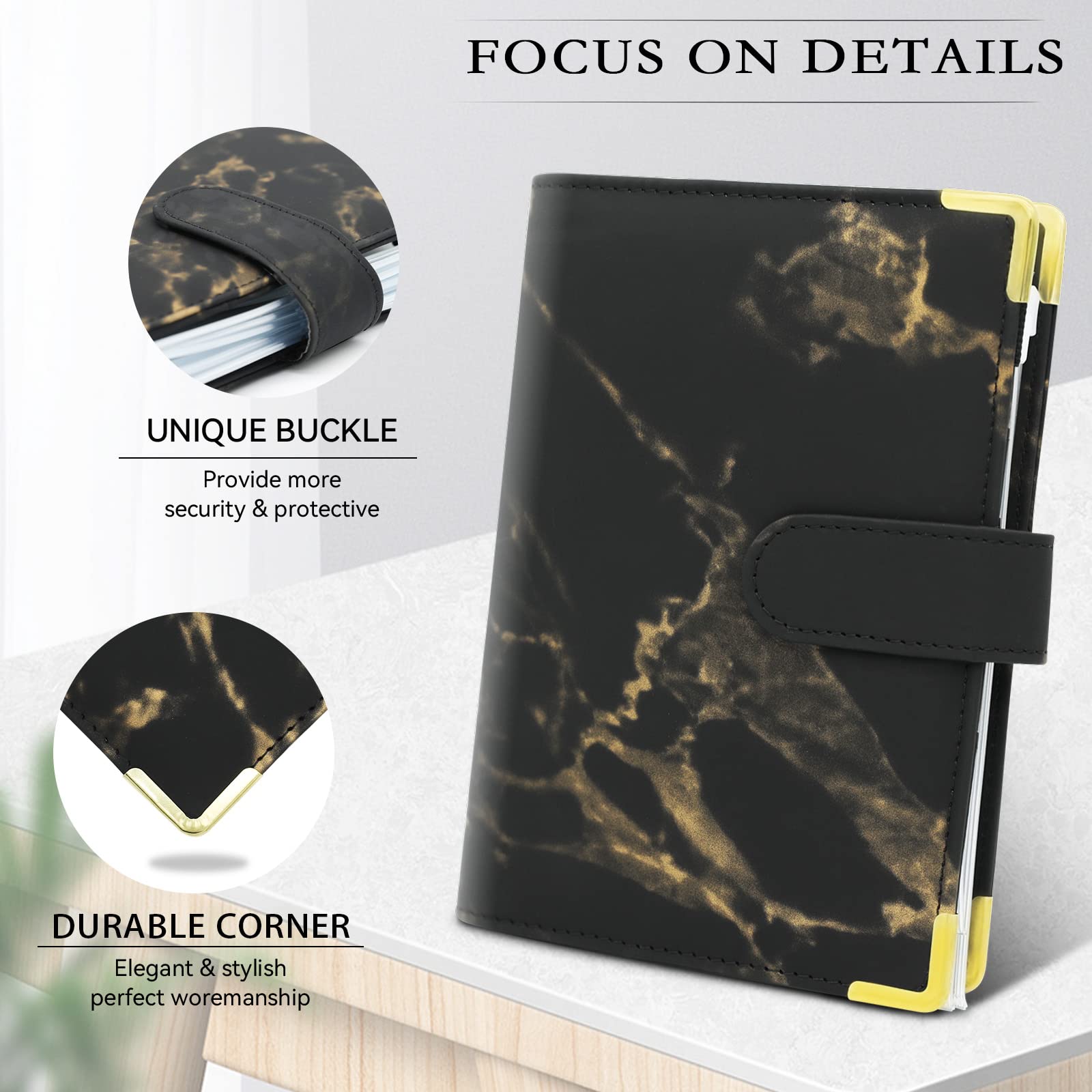 Budget Binder with Zipper Envelopes & Expense Budget Sheets,Marble 6-Ring Money Organizer for Cash,Money Binder with Cash Envelopes for Budgeting and Saving Money