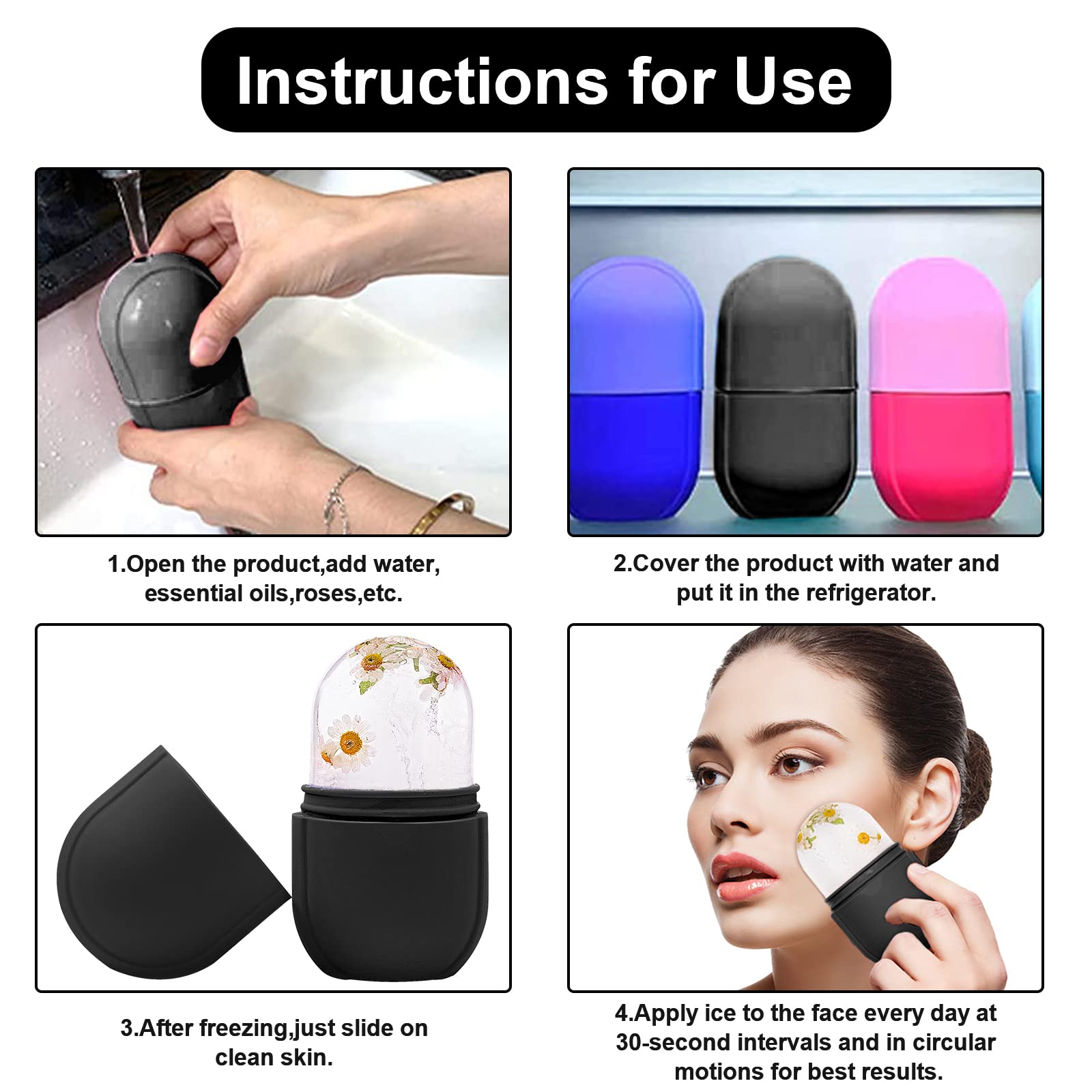 Ice Roller for Face and Eye, Silicone Ice Mold Face Massage, Facial Beauty Ice Roller Skin Care Tools, Face Ice Roller Skin Care Kit,Remove Fine Lines,Shrink Pores