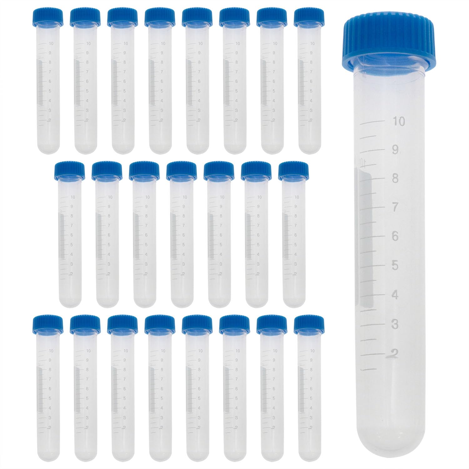 Dsjnf Plastic screw cap storage bottle lab tubes est tube centrifuge (10ml blue)-24pcs