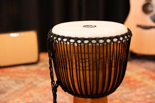Meinl Percussion ADJ2-XL+BAG African Style Rope Tuned 13-Inch Wood Djembe with Bag, Brown