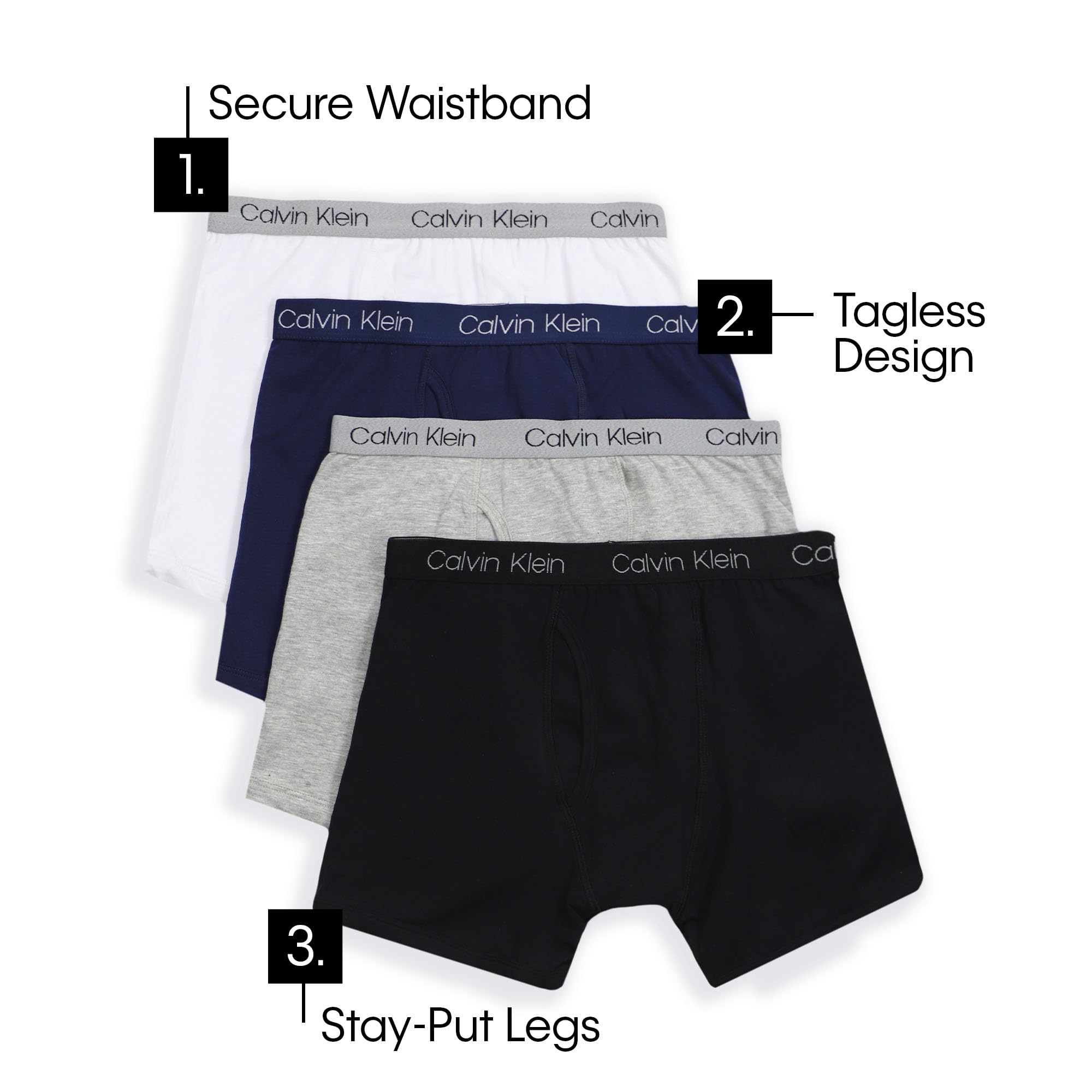 Calvin Klein Boys' Underwear 4 Pack Boxer Brief Value Pack, Black White Basics, Large
