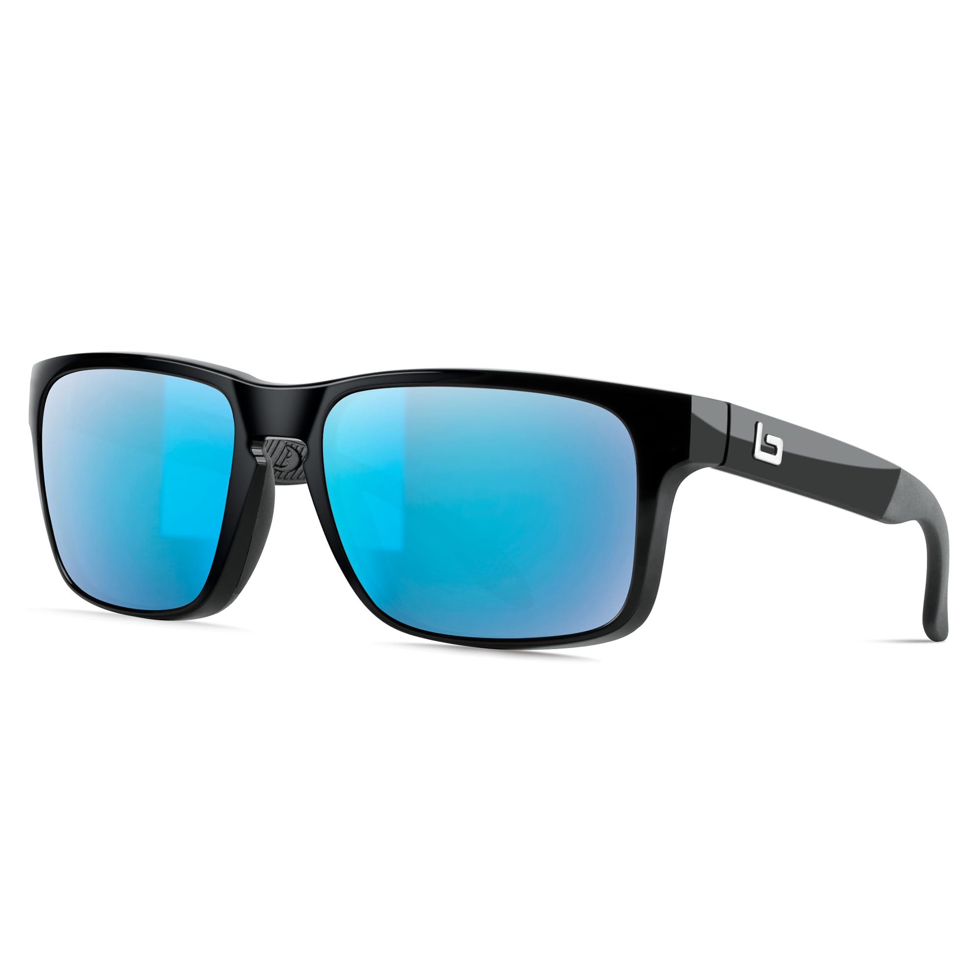 BNUS Italy made Polarized Sunglasses for men Corning Real Glass Lens (B7026 Shiny Black/Polarized G-15, Glass Lens Size XL)
