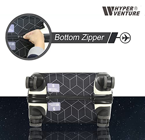 HYPER VENTURE Washable Luggage Cover - Fashion Suitcase Protector Fits 23-26 Inch Luggage (Black Maze, M)