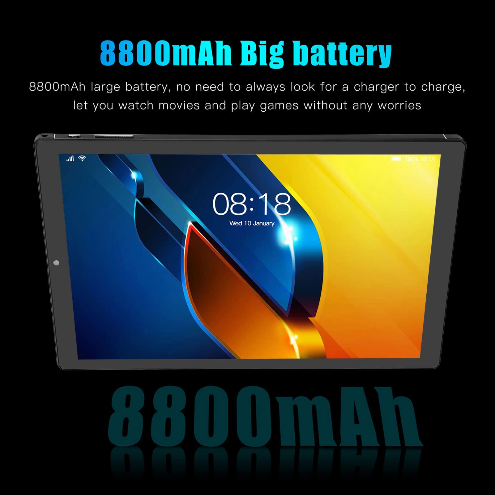 DAUERHAFT Tablet, 10.1 Inch Tablet MT6592 10 Core 5G WiFi for Android 12 6GB 128GB 200W 500W 1960x1080 8800mAh Black Callable Tablet 100?240V(Black)