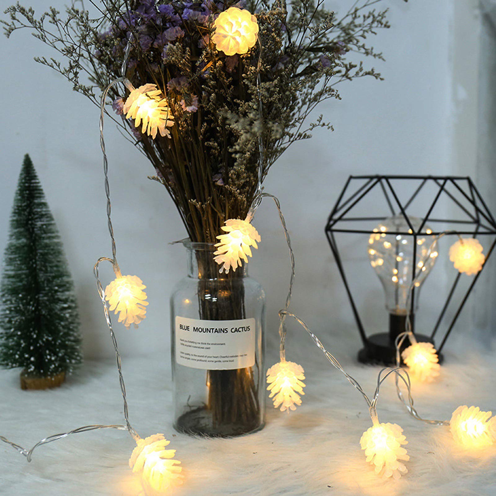 SNOMYRS Solar String Lights Outdoor 30 Led 21 Ft Solar Powered Pinecone String Lights, Waterproof Solar Christmas Lights with 8 Lighting Modes for Garden Yard Home Porch Party Decor (Warm White)