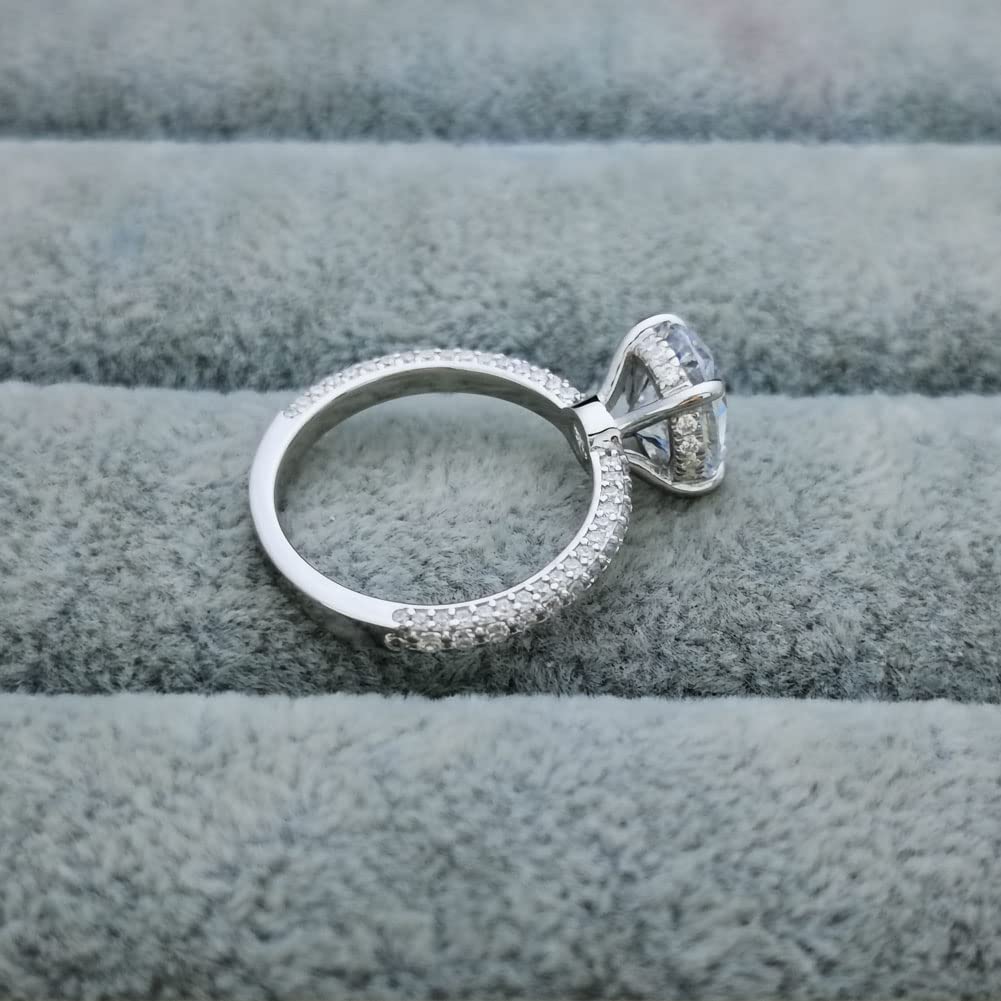 Bo.Dream 3 Carat Oval Cut Cubic Zirconia CZ Engagement Rings For Women Platinum Plated Sterling Silver Size 7