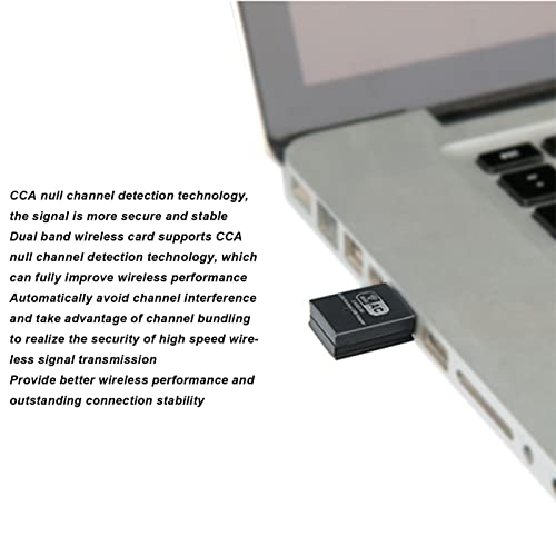 DAUERHAFT Wireless Network Card, Dual Band WiFi Adapter 600M Transmission Built in Antenna for Business