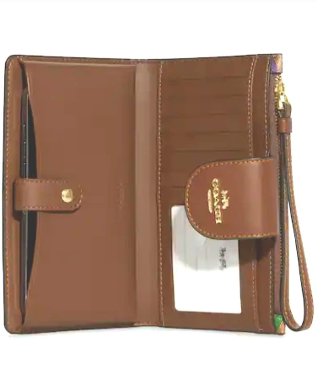 COACH Women's Tech Phone Wallet (Signature Canvas - Rainbow - Khaki Multi)