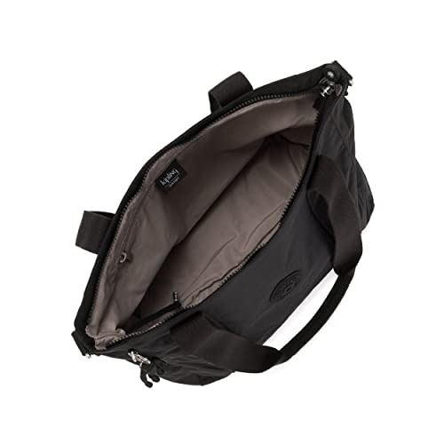 Kipling Women's Asseni Small Tote, Versatile Lightweight Purse, Nylon Shoulder Bag, Black Noir