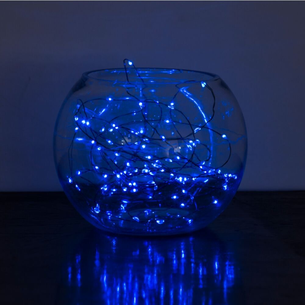 Solar Powered String Lights, 100 LED Copper Wire Lights, Waterproof Starry String Lights, Indoor/Outdoor Solar Decoration Lights For Gardens, Patios, Homes, Parties: 20 ft, Blue