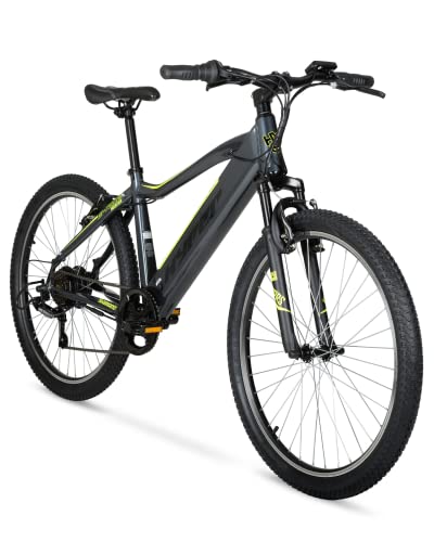 Hyper E-Ride Electric Mountain Bike for Adults 26 Inch. 250w, 36v Battery, Mountain Ebike with Shimano 6-Speed with Front Dual Shock Absorber. Electric Bicycle for Adults.