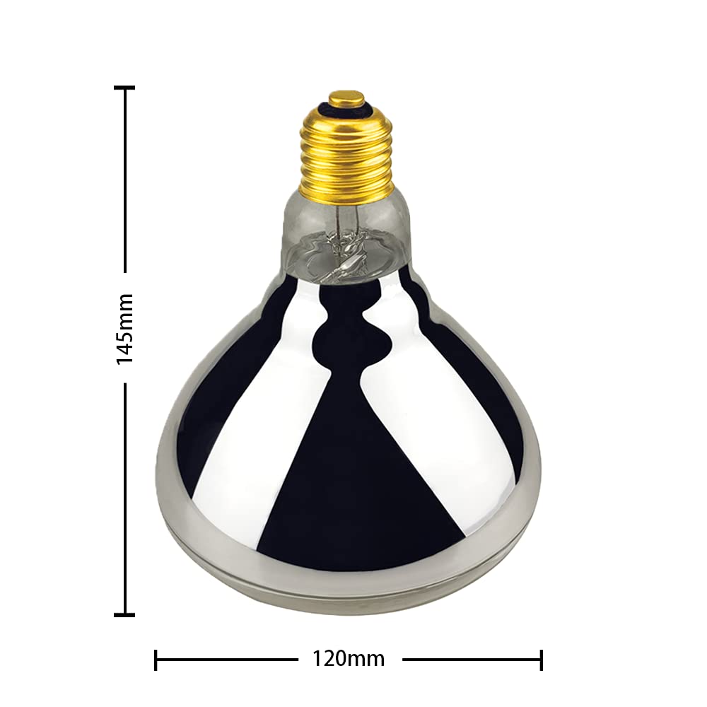 BONGBADA Heat Lamp Bulb PAR38 125 Watt 2 Pack Infrared Heavy Thickened Glass Lamp Bulb for Food Service, Brooder Bulb, Chicks, Pet, Bathroom, Light Therapy, Reptiles and Amphibian Use E26 Base (Clear)