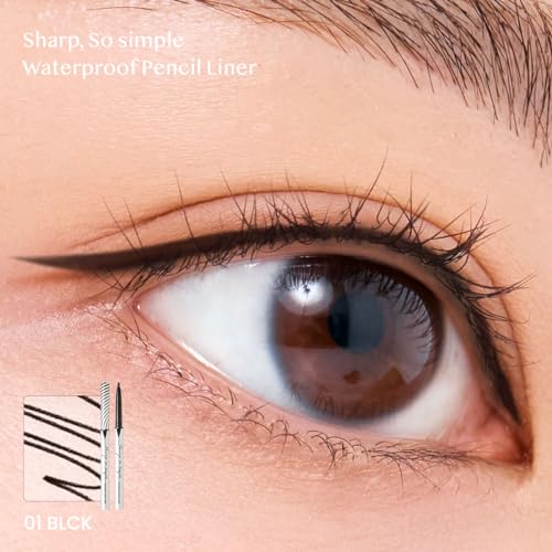 CLIO Sharp So Simple Waterproof Pencil Eye Liner, Micro Precision Tip (2mm), Twist Up, Self-Sharpening, Long Lasting, Smudge-Resistant, High-Intensity Color, Ultra-Smooth (01 Black)