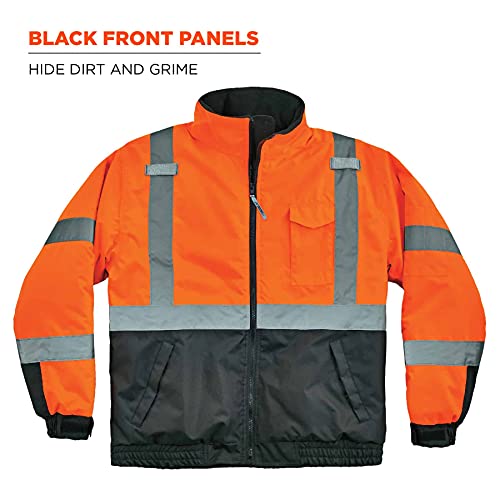 Ergodyne unisex adult High Visibility ,Reflective Insulation, 3, Ergodyne GloWear 8377 Type R Class 3 Lime Quilted Bomber Jacket X Large, Lime, X-Large US