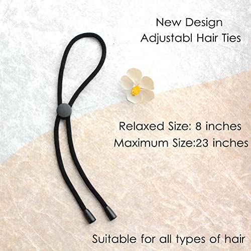 Degfey 6PCS New Adjustable Hair Ties Long Headband for Natural, Thick, Kinky & Curly Afro Puff Ponytail Holder for Women (Style A-BLACK-6PCS)