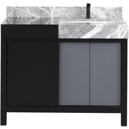 Lexora Home Zilara 42" Single Marble Top Bathroom Vanity with Gun Metal Faucet